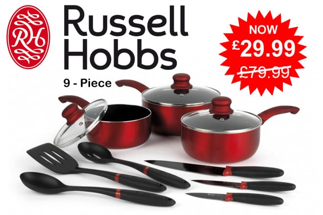 Russell Hobbs 9 Piece Red Cookware Combo Set – Non Stick > Jersey Rewards