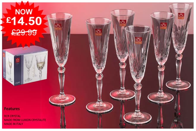 RCR Italian Crystal Melodia Collection Champagne Flute Glass Set ...